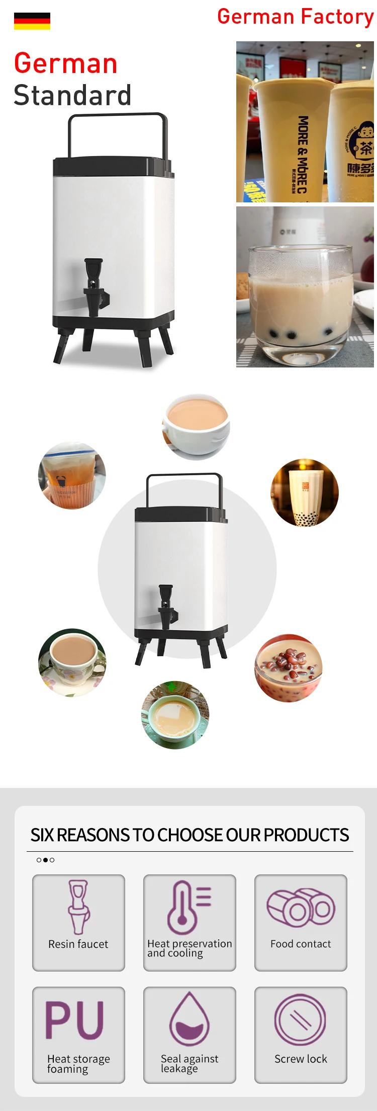 Milk Tea Insulation Bucket Stainless Steel Liner 10l Large Capacity ...