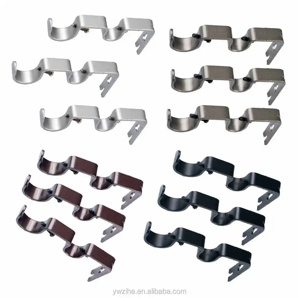 Adjustable Metal Double Curtain Rod Bracket Holder For 1 And 5/8inch ...