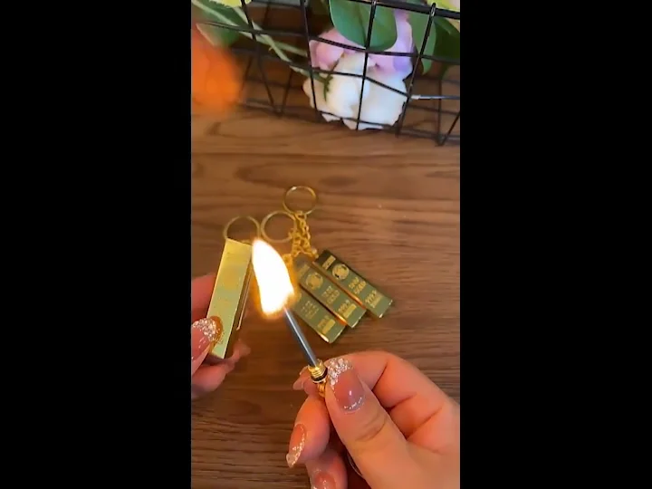 Creative Portable Gold Bar Shaped Lighter Match Key Chain Vintage ...