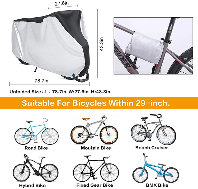 Custom Durable Polyester Waterproof Full Bike Cover Outdoor Sun Rain ...