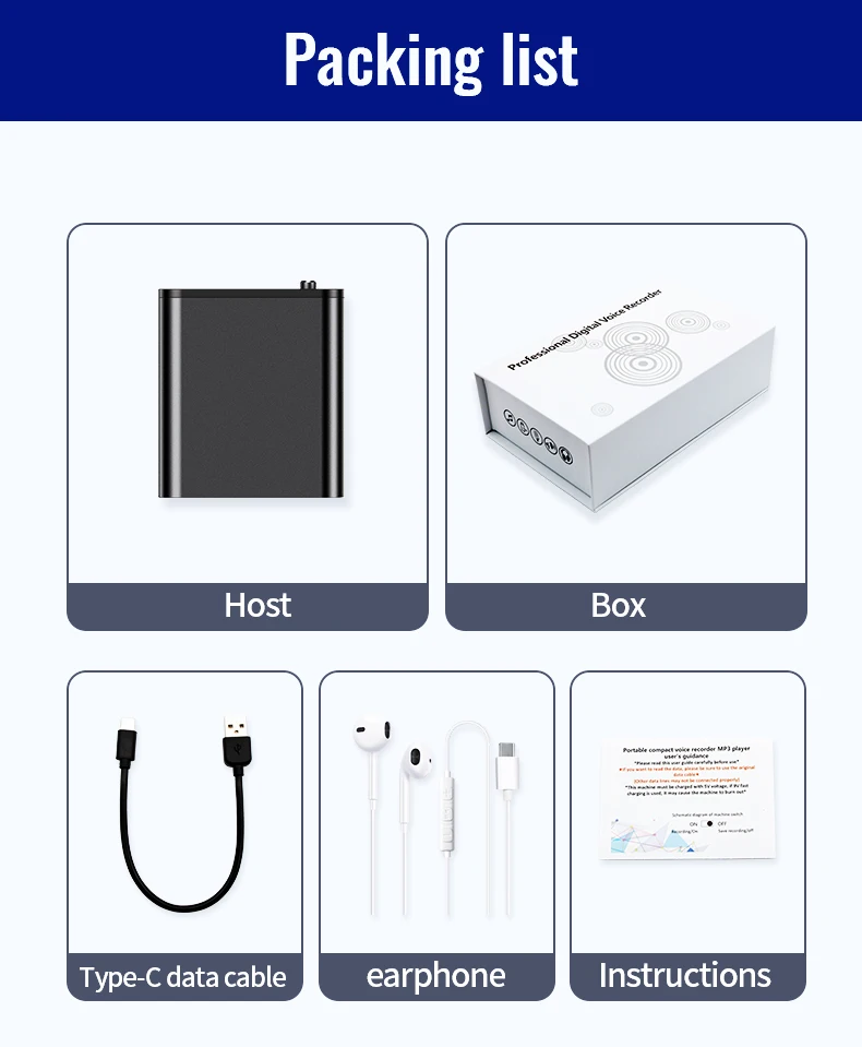 Q8 Portable Ultra Small Voice Recorder 20 Hours Recording Device With ...