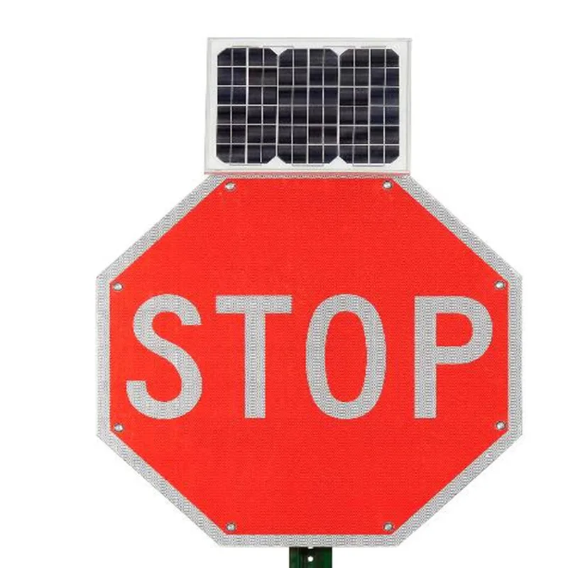Solar Traffic Warning Led Stop Sign Reflective Safety Signs Lights ...