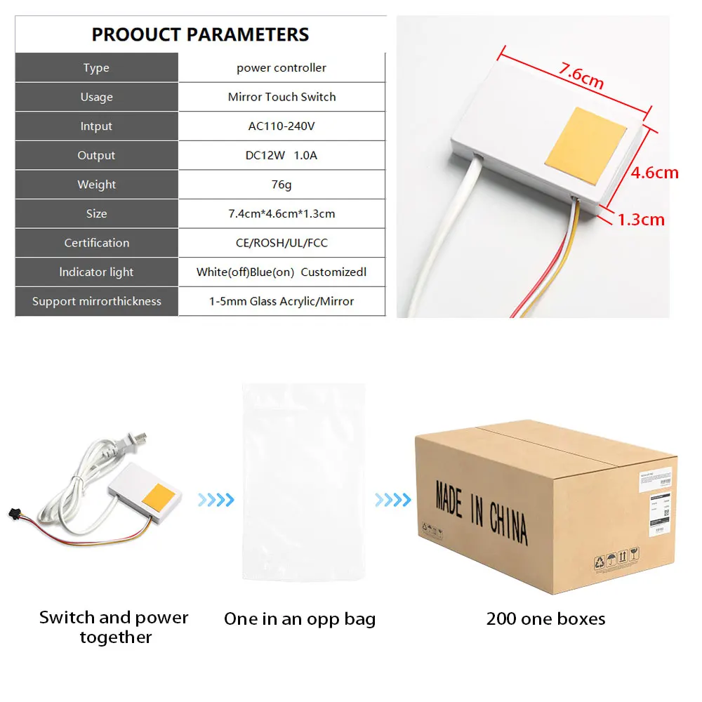 Customize Led Dimmer Touch Controller Automatic On/off Single Touch ...