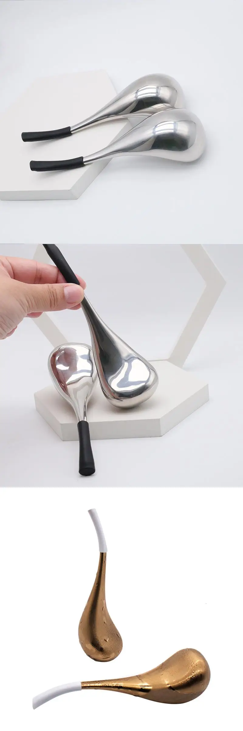 HZ Cryo Stick Facial Spoon Shape Stainless Steel Ice Globe for Face Massage