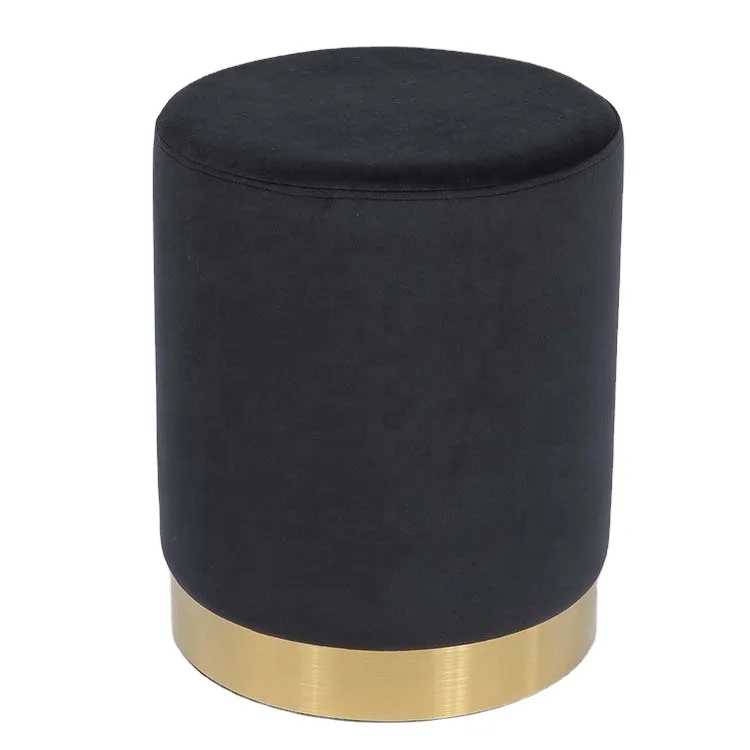 Modern Velvet Fabric Stool Cylindrical Shape Design Living Room ...