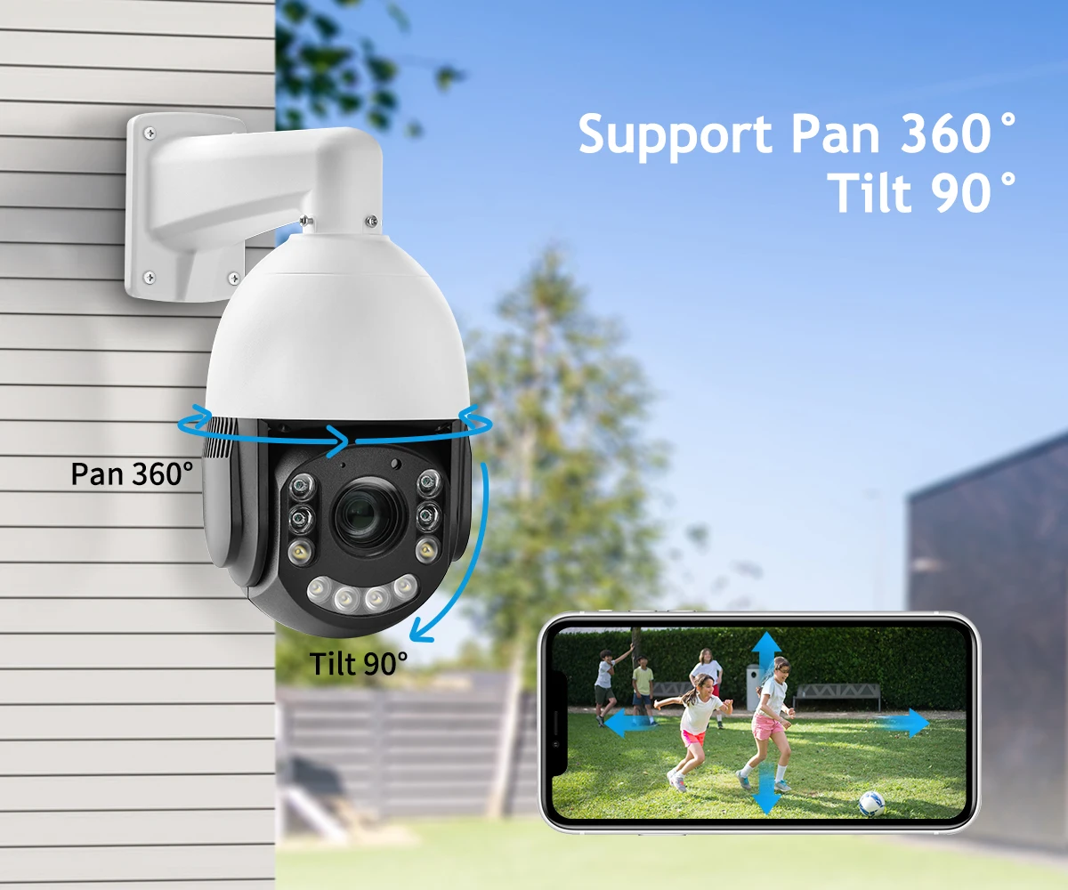 8mp 4k Hd Ip Camera Outdoor Ptz Poe 18x Optical Zoom Two Way Audio Dome ...