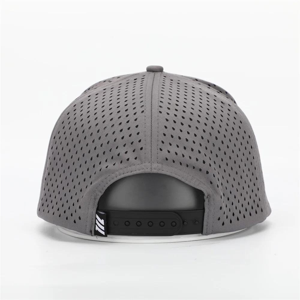 Custom High Quality 7 Panel Embroidery Flat Bill Grey Water Resistant ...