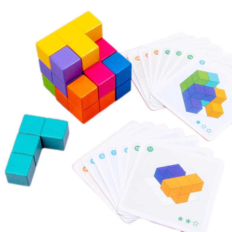 Wooden Cube Space Logical Thinking Training Building Blocks Parent ...