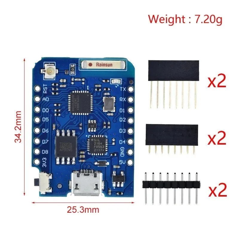 Wemos D1 Mini Pro 16m Bytes External Antenna Connector Nodemcu Based ...