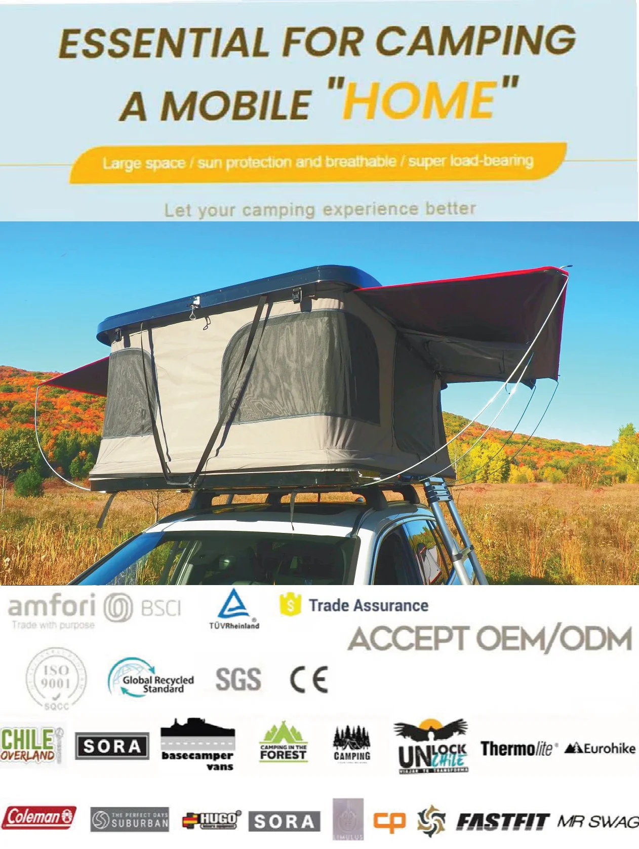 4WD Offroad Camping Roof Box Tent for Truck Top Large inside Room Hard ...