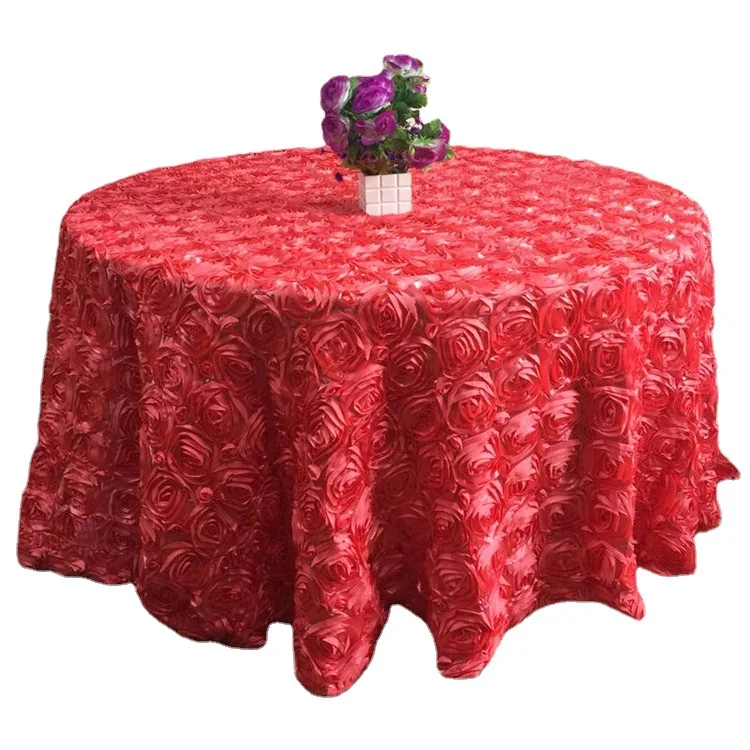 120in 130in Luxury 3d Rose Satin Tablecloth Fancy Birthday Party Event ...