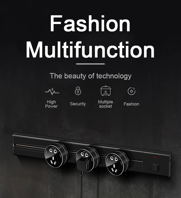 Boente Power Strip Wall Outlet Track System - Concealed Electrical Sockets