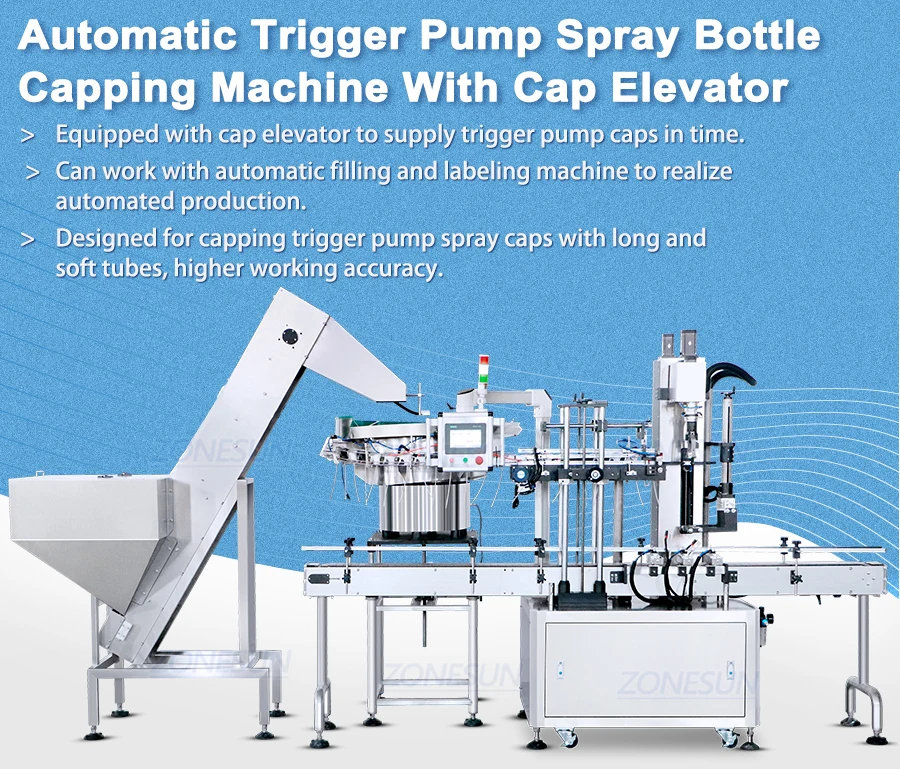 ZONESUN ZS-XG445A Automatic Screw Servo Trigger Pump Spray Bottle Capping Machine With Cap ...