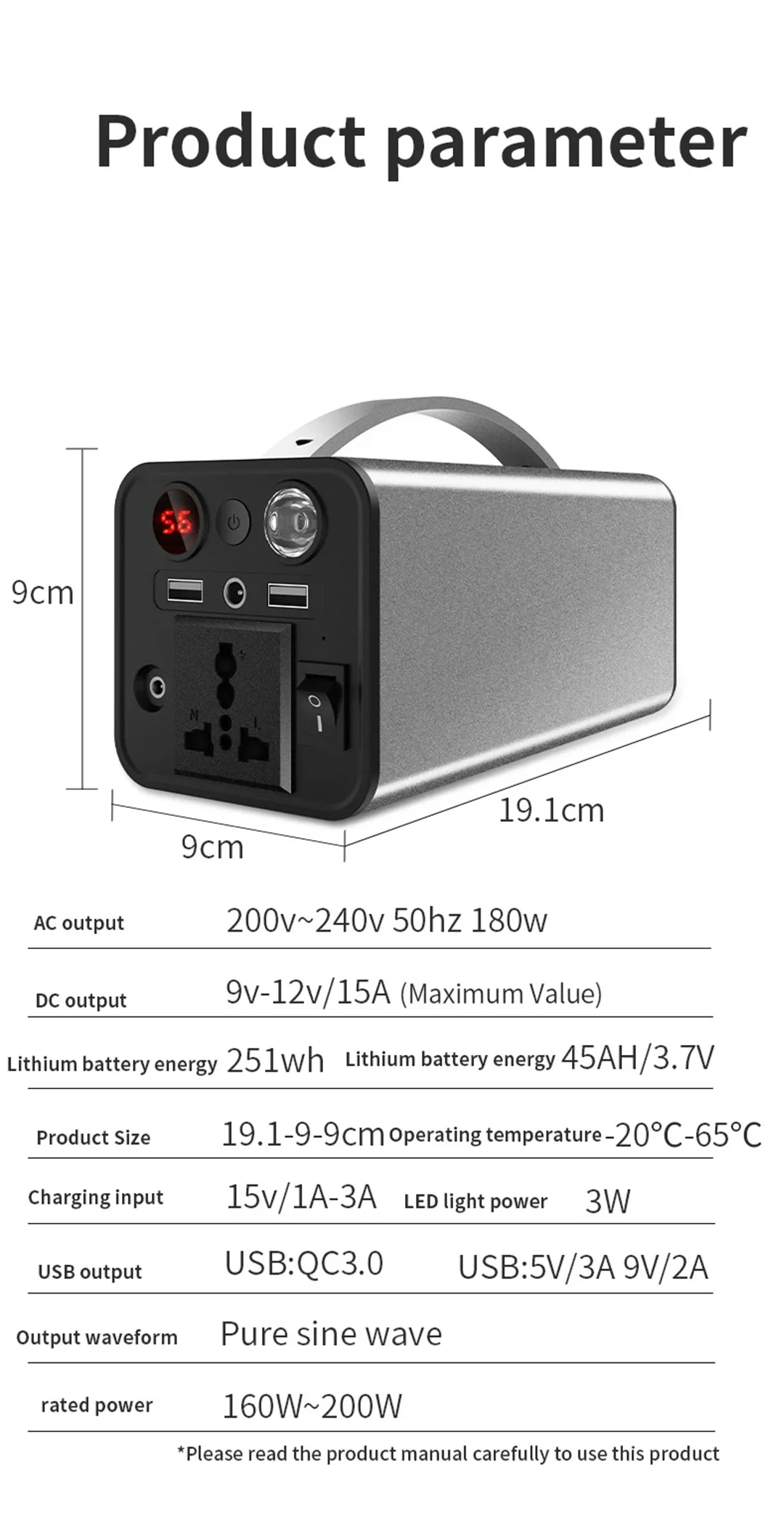 180W Portable Power Station - Reliable Outdoor Power Supply