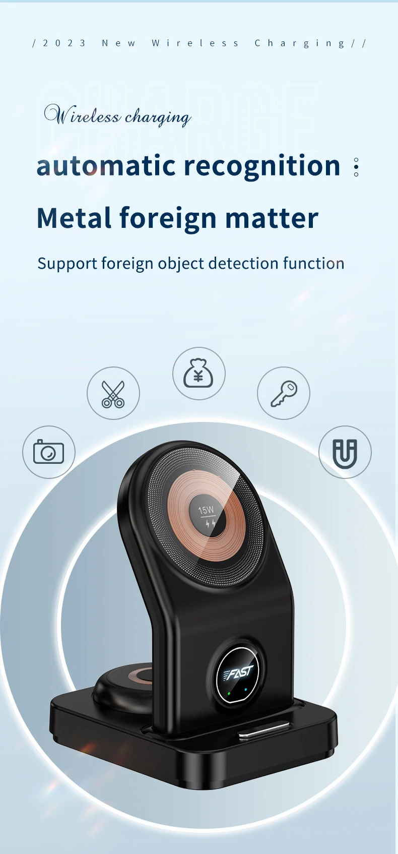 15w Fast Charging Stand Qi Protocol 2 In 1 Magnetic Attraction Wireless ...