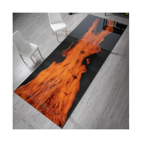 Solid Black Resin Table Top Made Of Poplar Wood Fancy Resin Dining ...