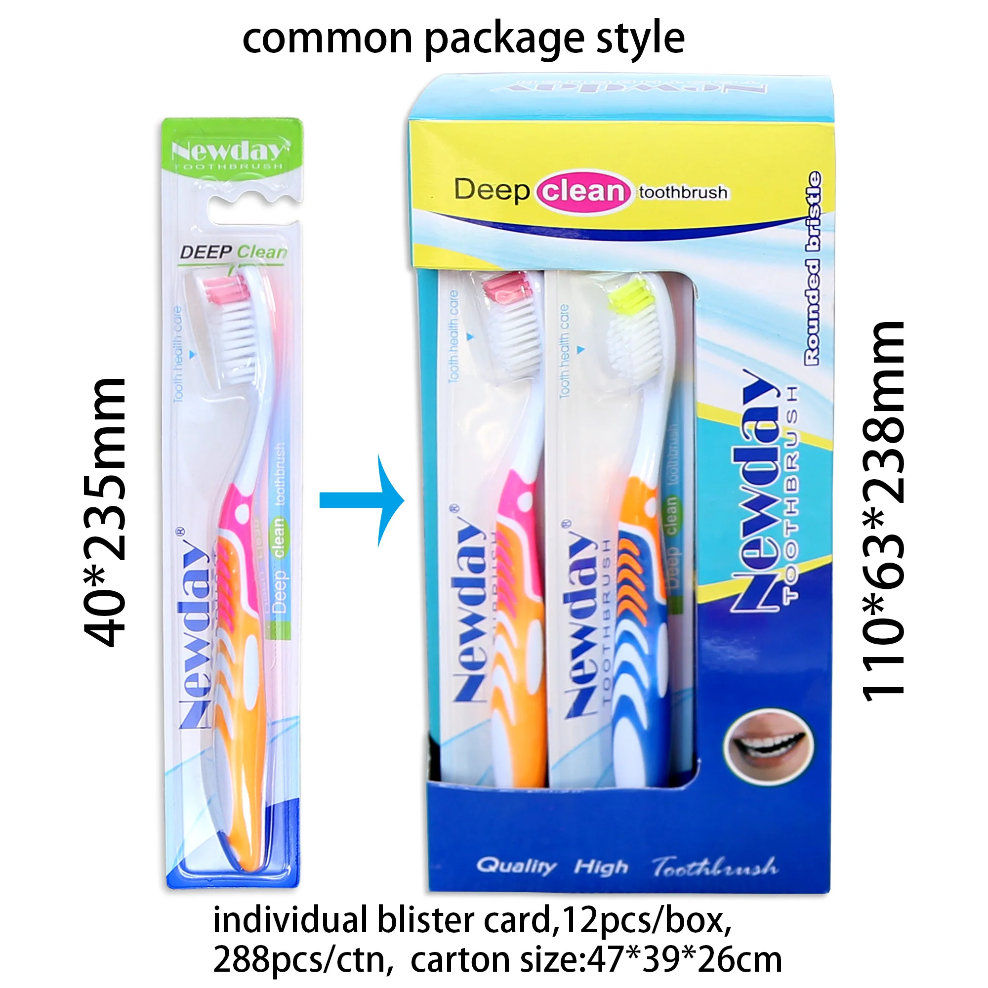 Good Selling Adult Toothbrushes End-rounded Medium Nylon Bristles ...