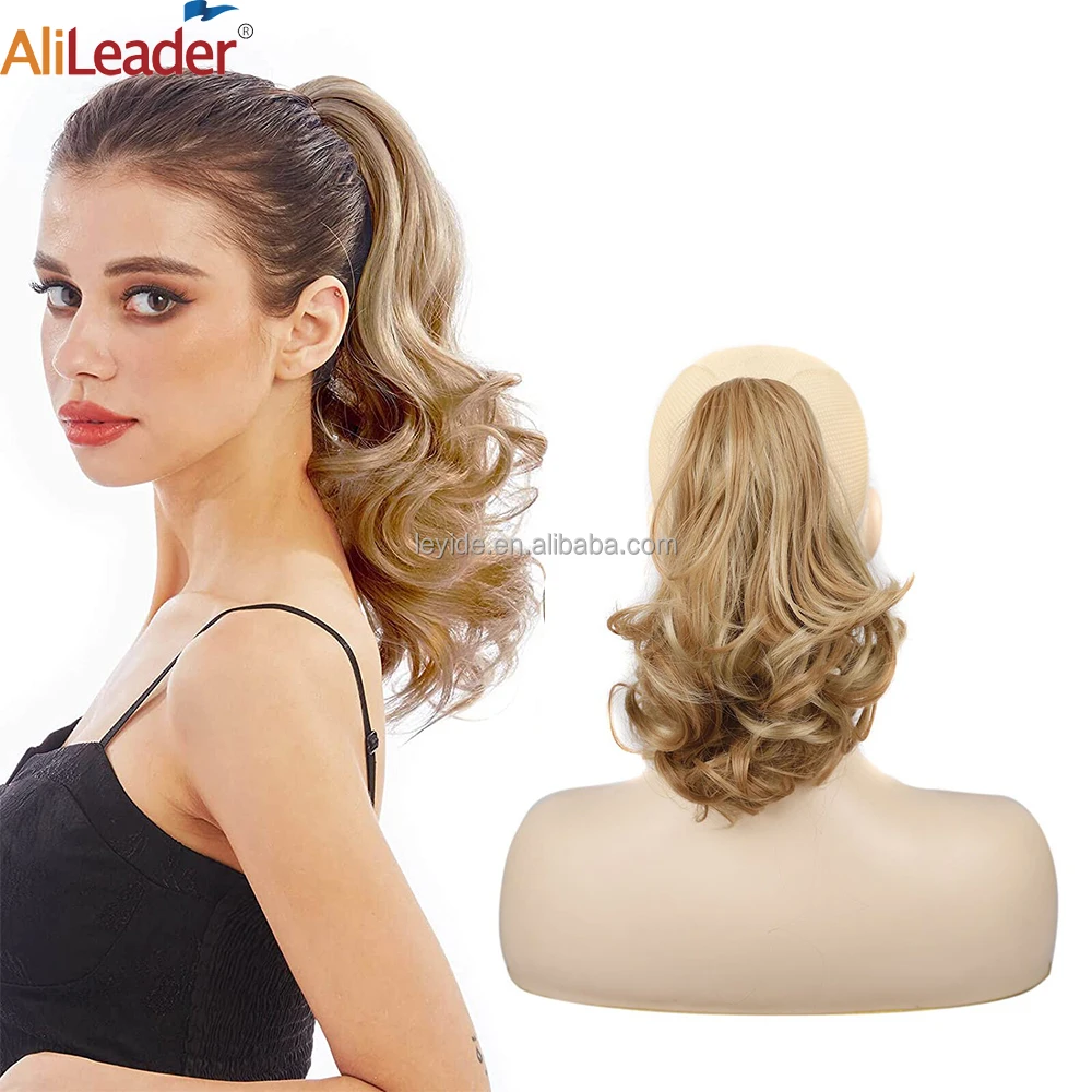 Heat Resistant Ponytail with Claw Clip on 12 Inch Short Curly Hair Pony ...