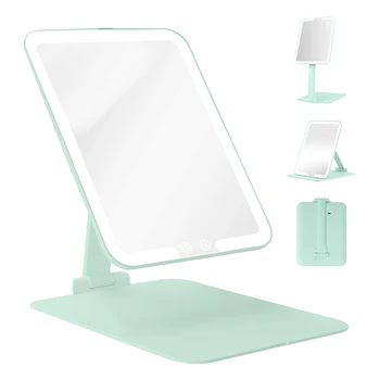 Folding 3 Colors Light Modes Rechargeable Makeup Mirror Portable ...