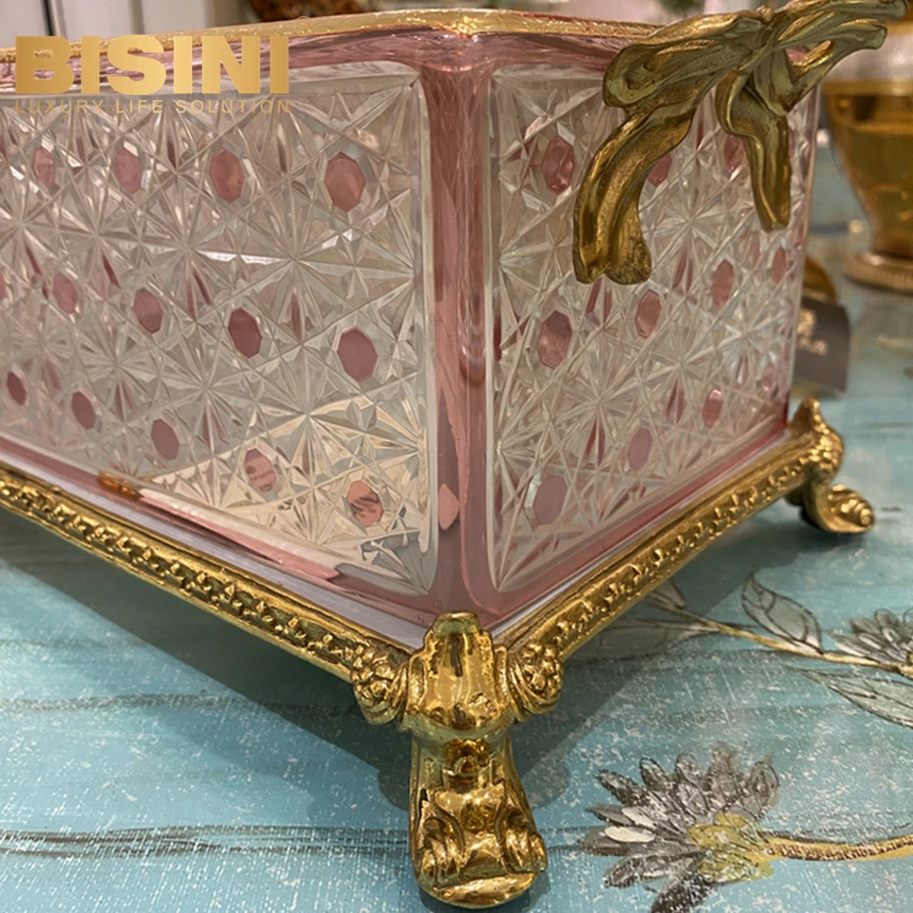Pretty French Baroque Style Home Brass And Crystal Glass Tissue Box ...