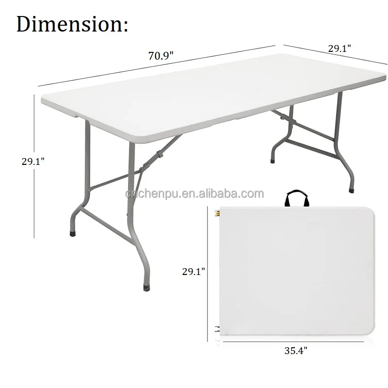 Folding Table 6ft Portable Heavy Duty Plastic Fold-in-half Utility ...
