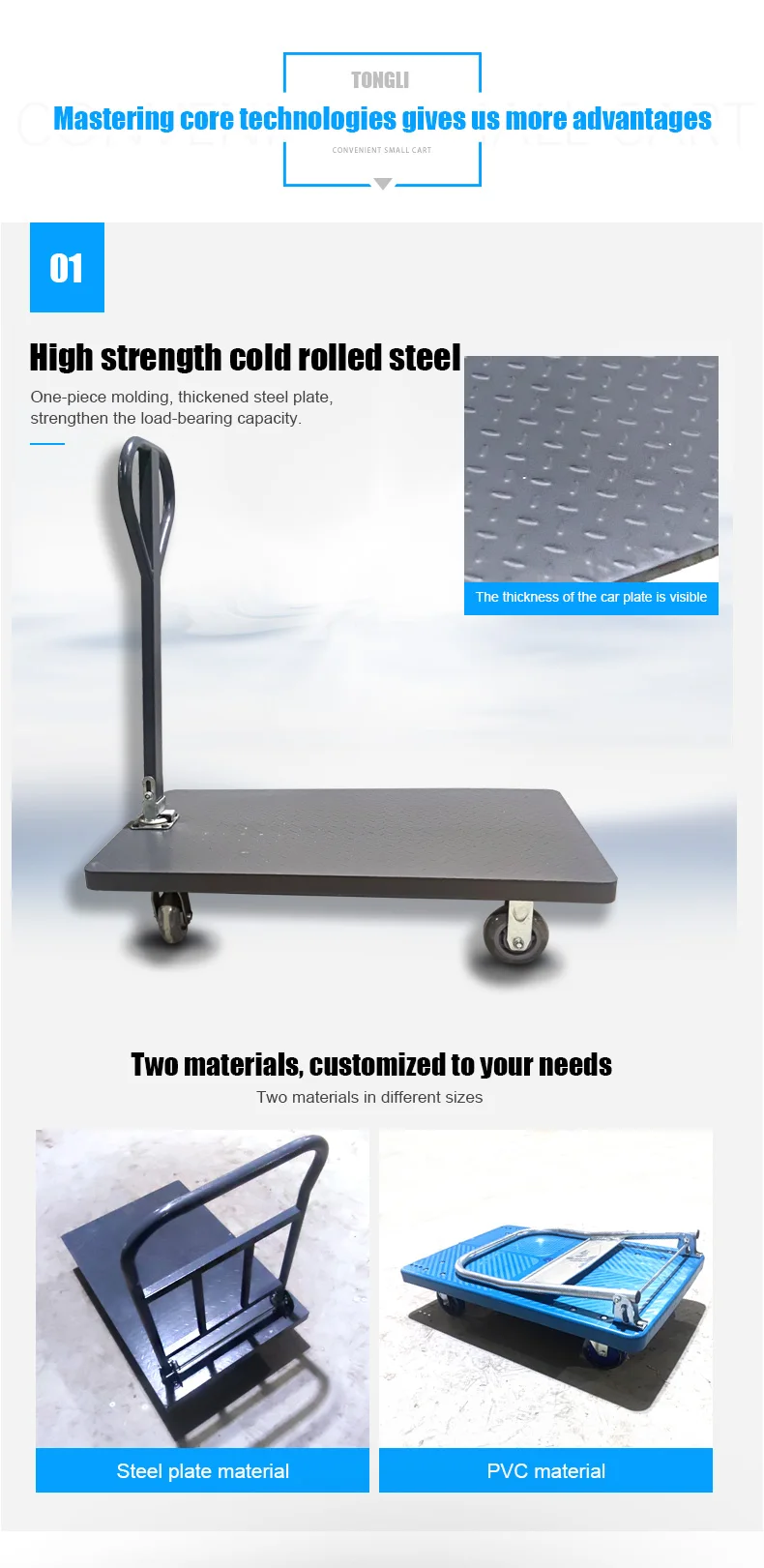 300kgs Platform Hand Truck 661lbs Medium Duty Steel Platform Hand Truck ...