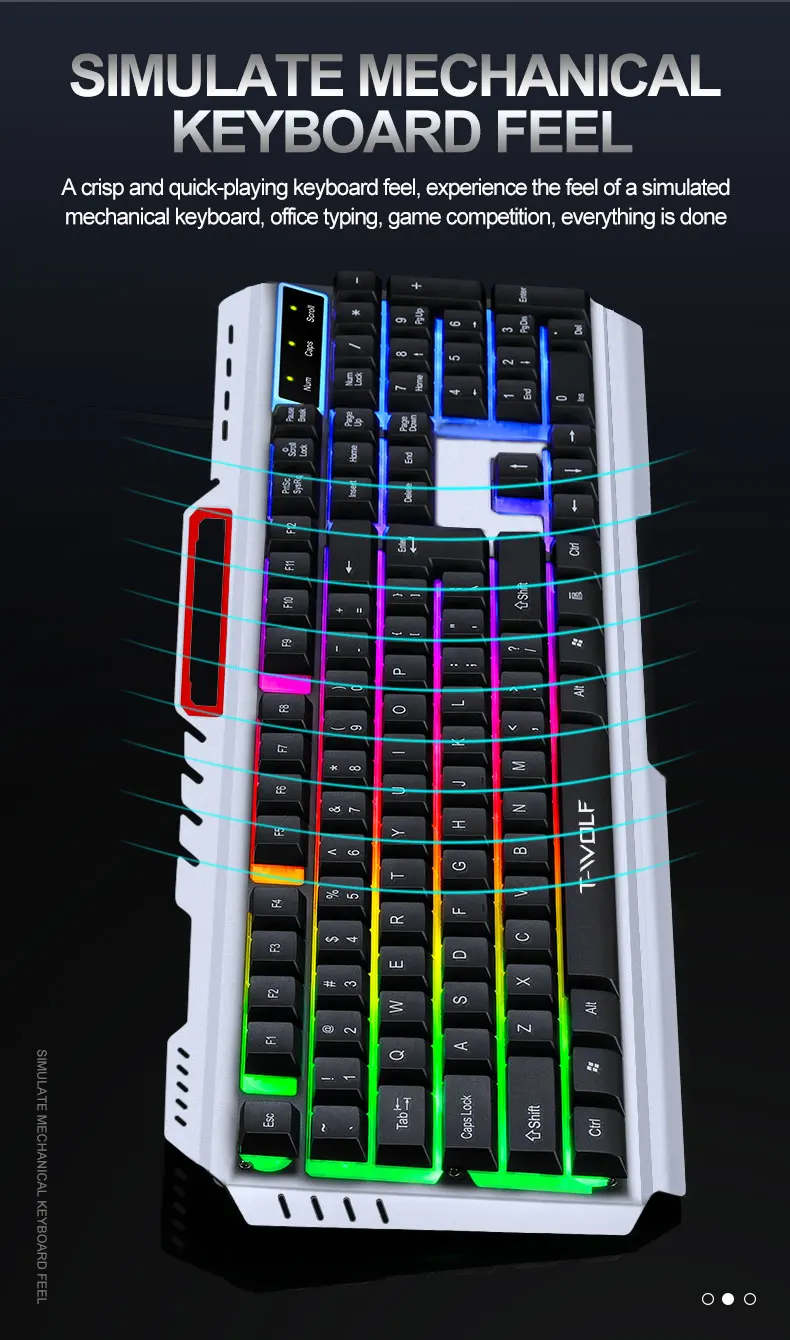 T-WOLF T16 Gaming Keyboard - Mechanical, Backlit, and Programmable