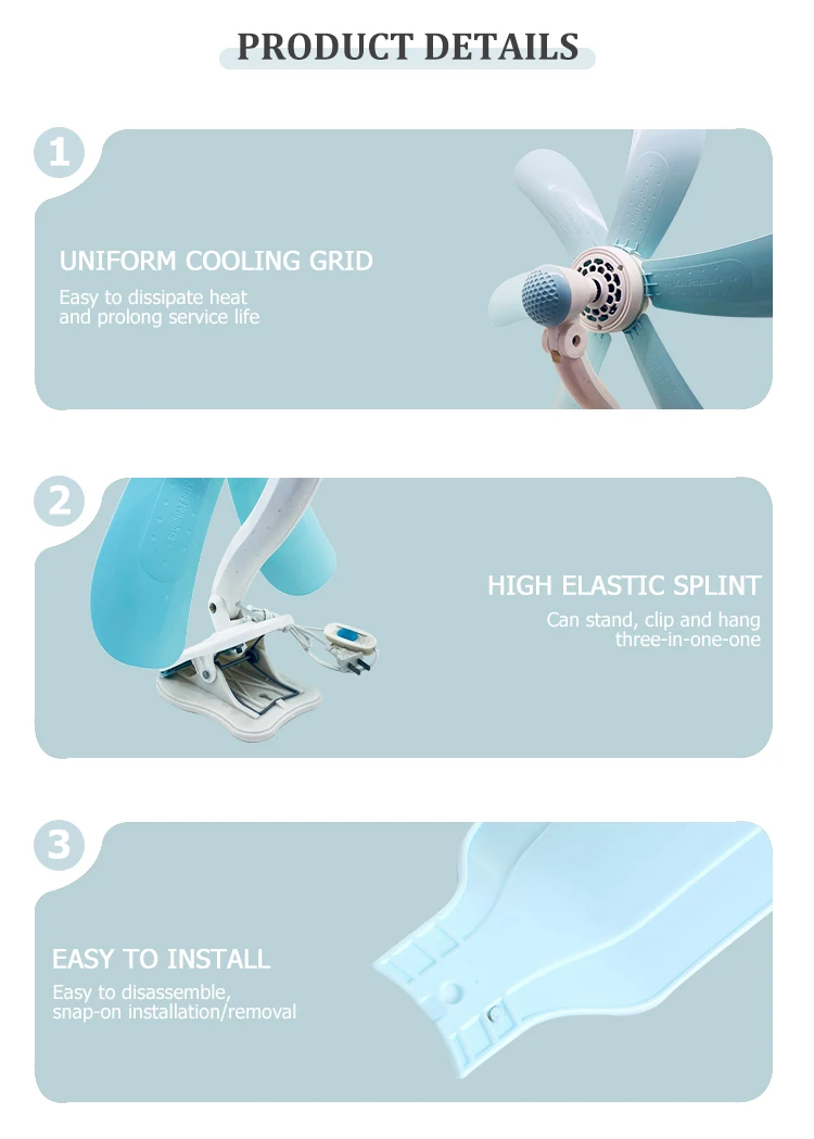 220V Wall Fan Breezer Cooler - Portable Clip Fan with 5 Blades