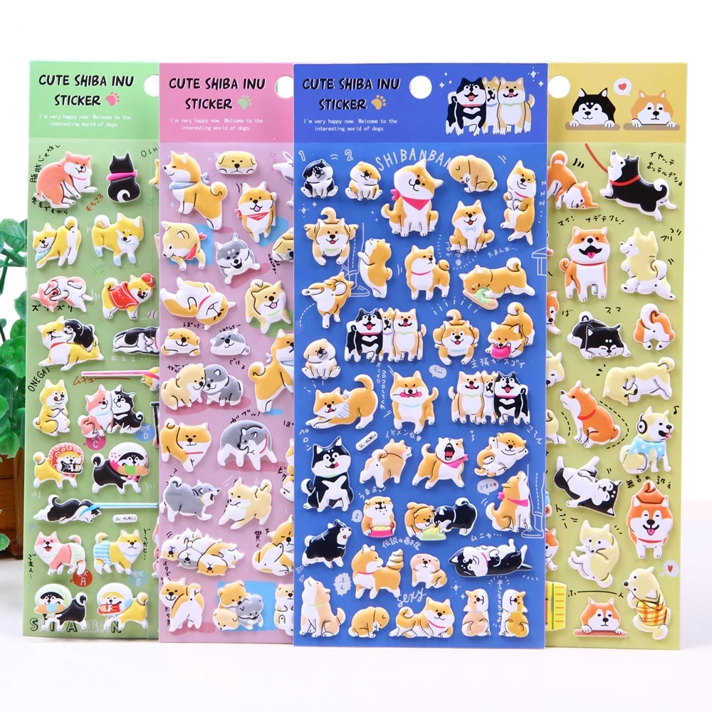 School Kids Diy Book Decoration Cute Dog Printing 3d Sticker Cartoon ...