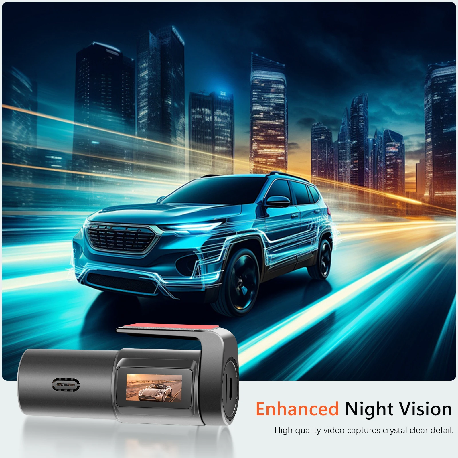 Podofo Dash Cam - 1080P HD Car Camera with Loop Recording