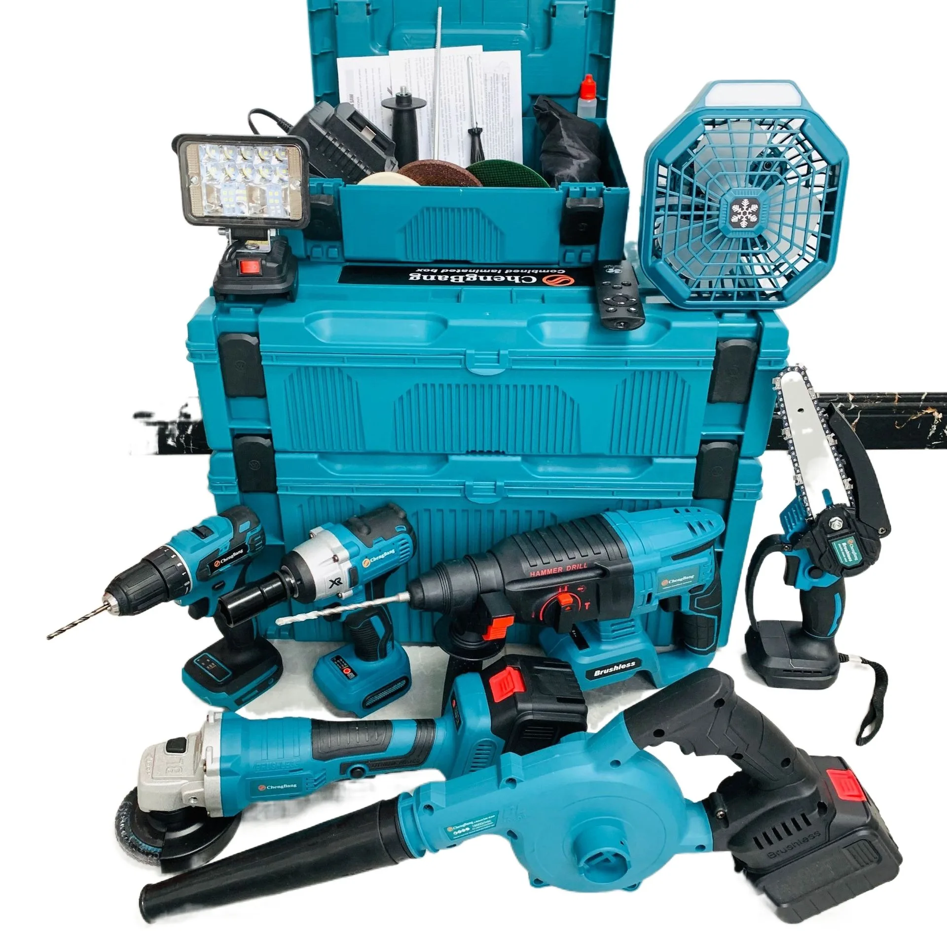 Brushless Tool Eight-piece Set Electric Wrench Lithium Electric Drill ...