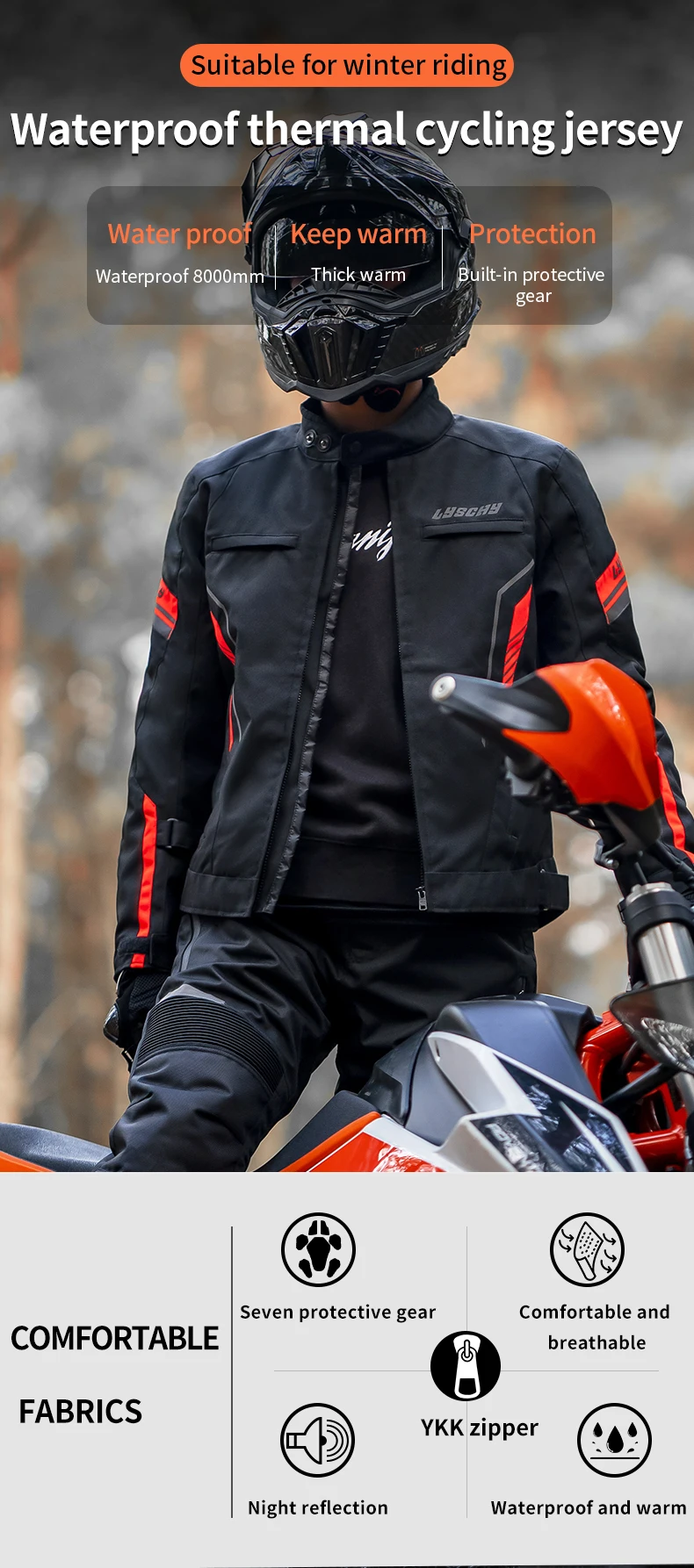 Lyschy Motorcycle Riding Suit Large Size Off-road Racing Suit Winter ...