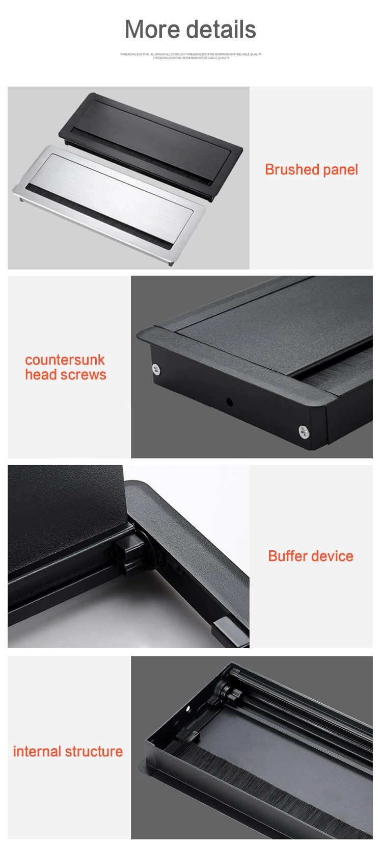Rectangular Aluminum Desk Grommet Box for Office & OEM | Wholesale