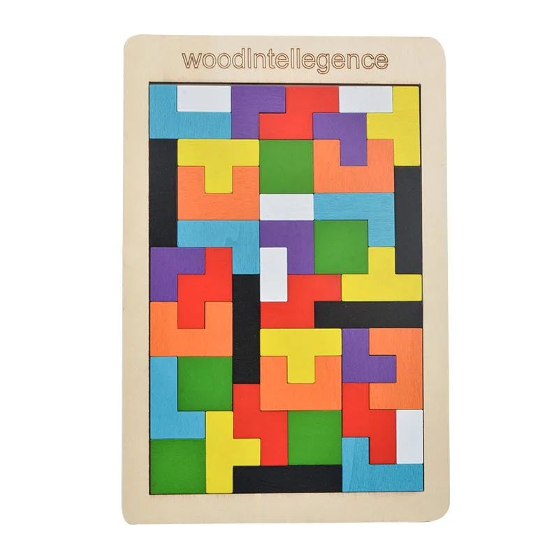 Early Educational Tangram Jigsaw Puzzles Wooden Tetri Puzzle Children`s ...