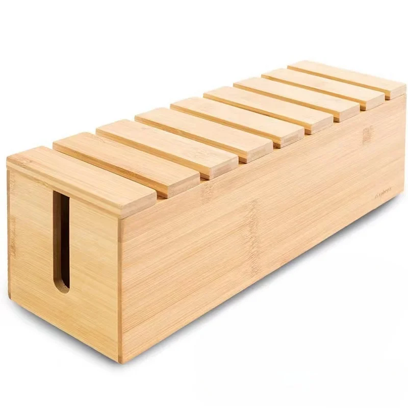 Large Bamboo Cable Storage Tidy Box Organizer For Wires,Cables ...