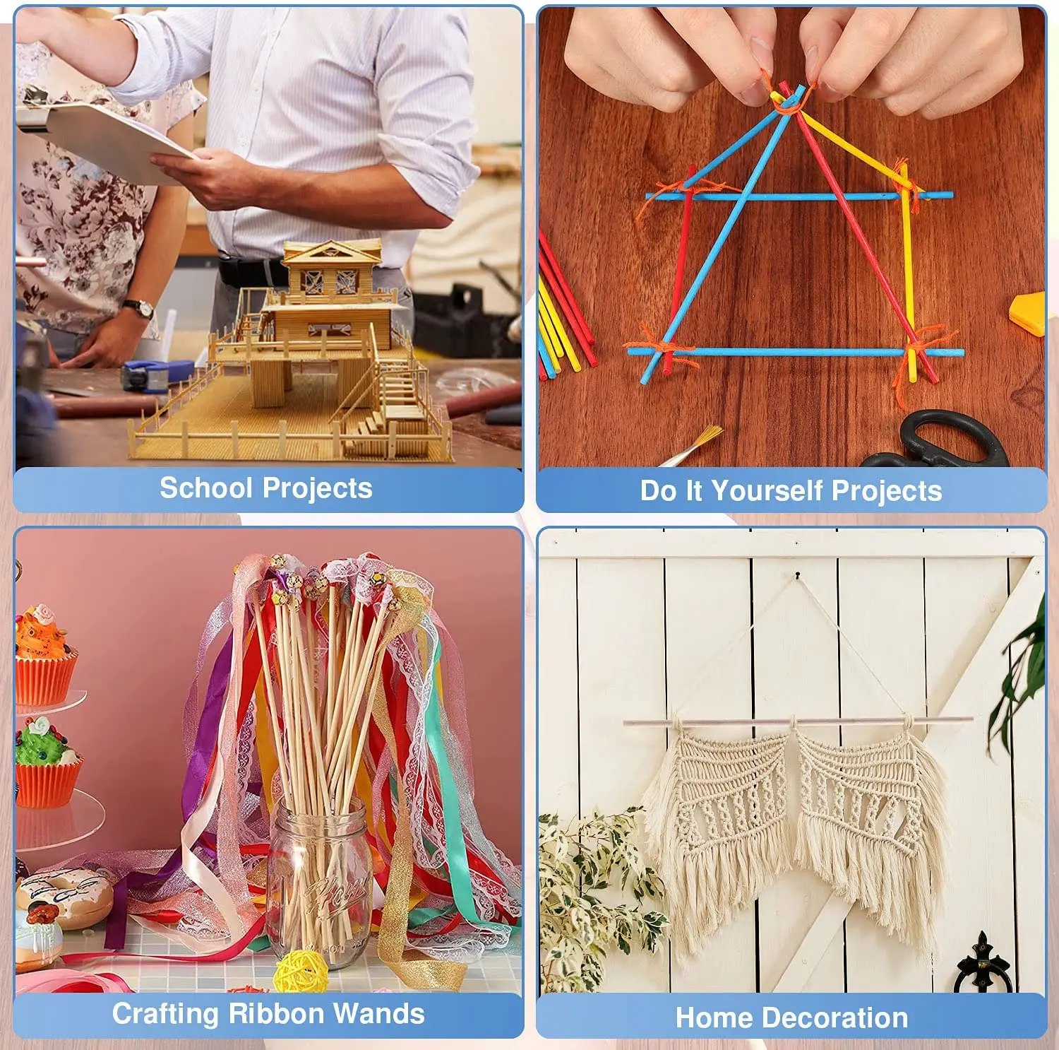 Wooden Craft Blocks Cylinders Wooden Round Sticks Beech Wood Craft ...