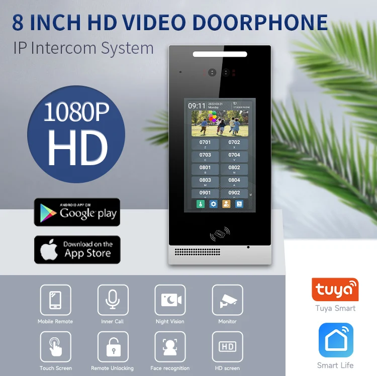 Android 8 Inch Touch Screen Tuya IP Intercom Video Door Phone