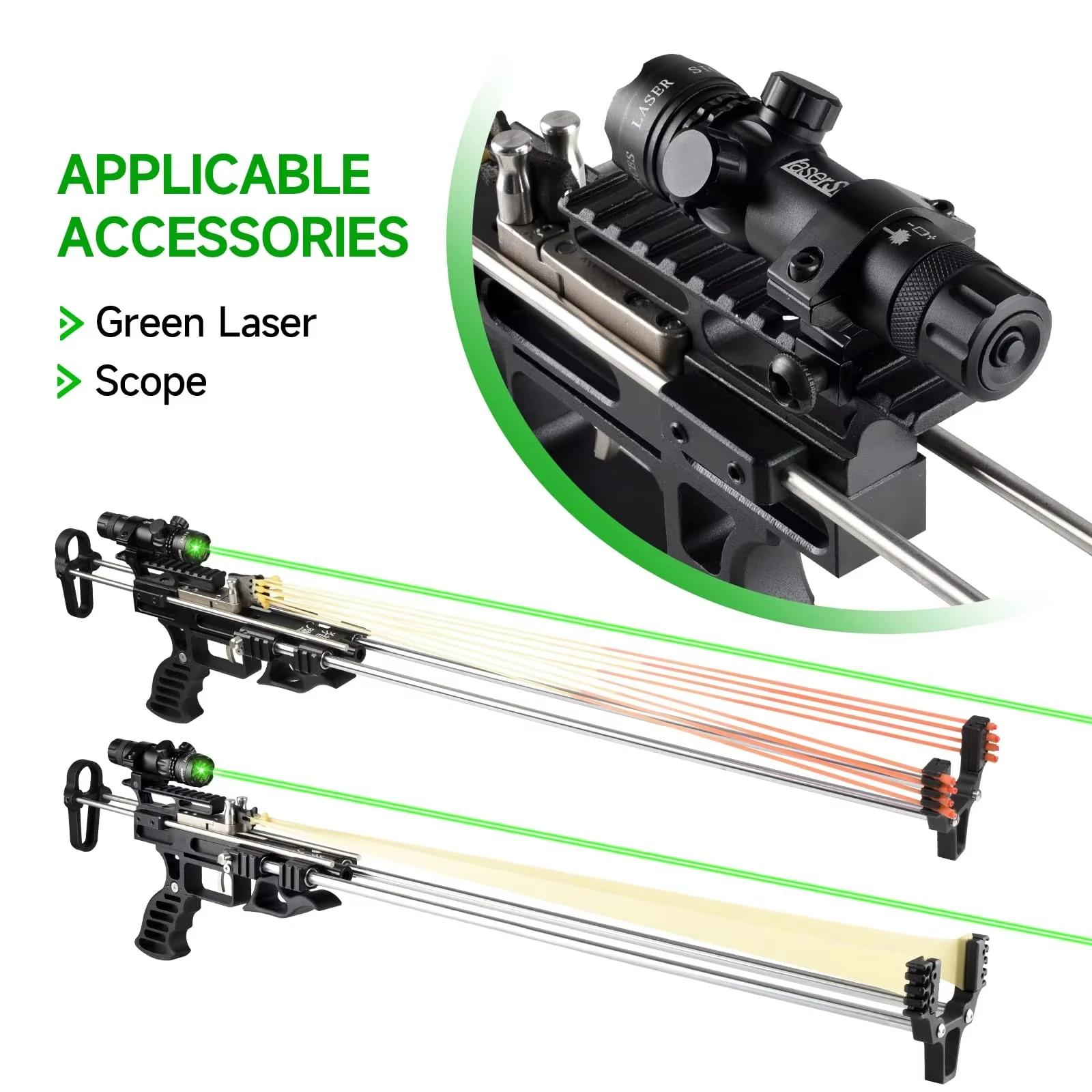 Telescopic Metal Slingshot with Laser Aim for Outdoor Hunting - Long ...