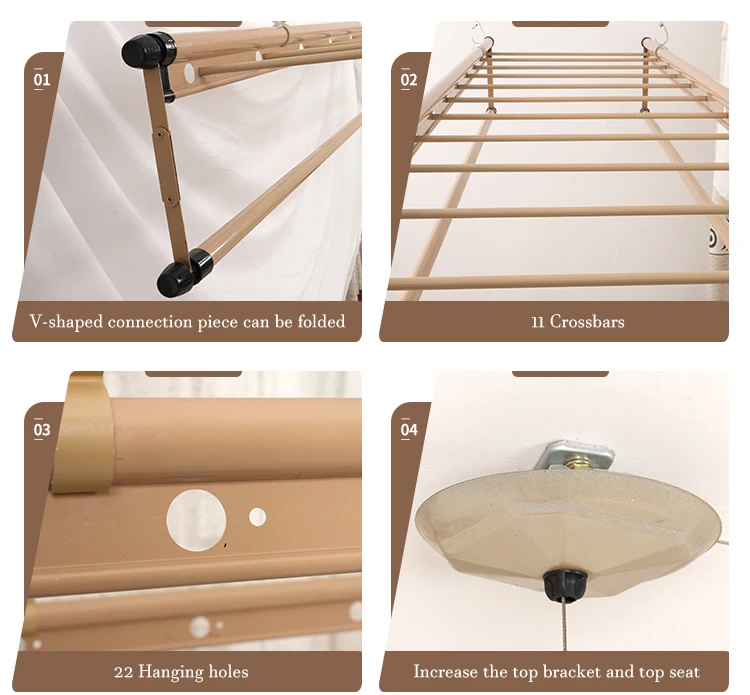 Hand-Cranked Lifting and Lowering Drying Rack Double Pole Indoor ...