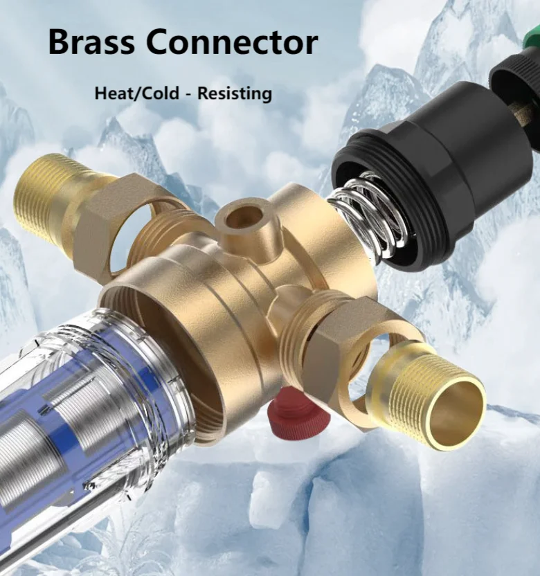Big Water Flow Water Pressure Adjustable Easy Cleaning Brass Connector ...