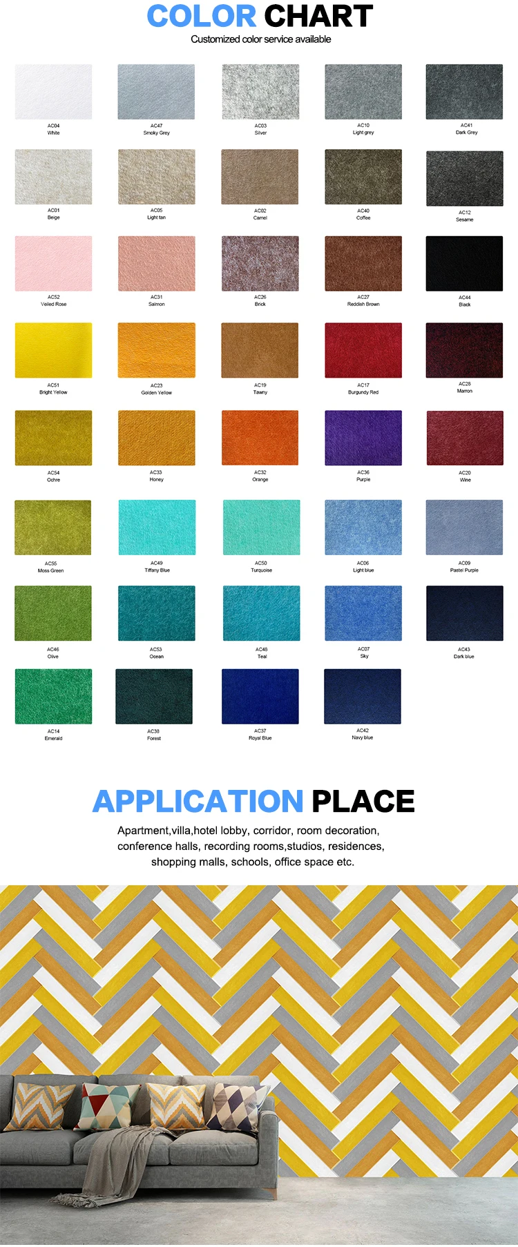 Soundproof Polyester Acoustic Panels - 100% Pet Felt