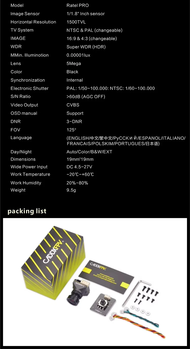 Caddx Ratel PRO Freestyle FPV Camera Adjustable Viewing Angle FPV ...