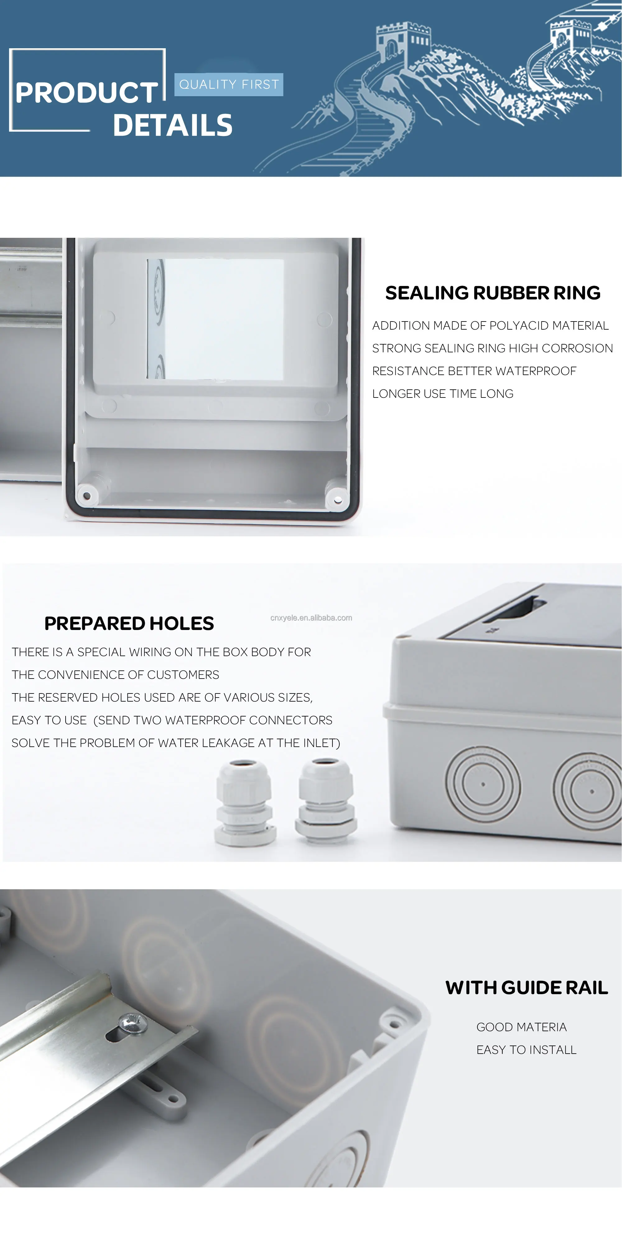 Ip65 Ht-5 Ways Waterproof Plastic Electric Knockout Holes Distribution ...