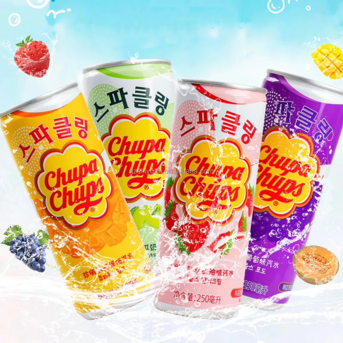 Chupa chupa sparkling drink soda grape strawberry watermelon drinks ...