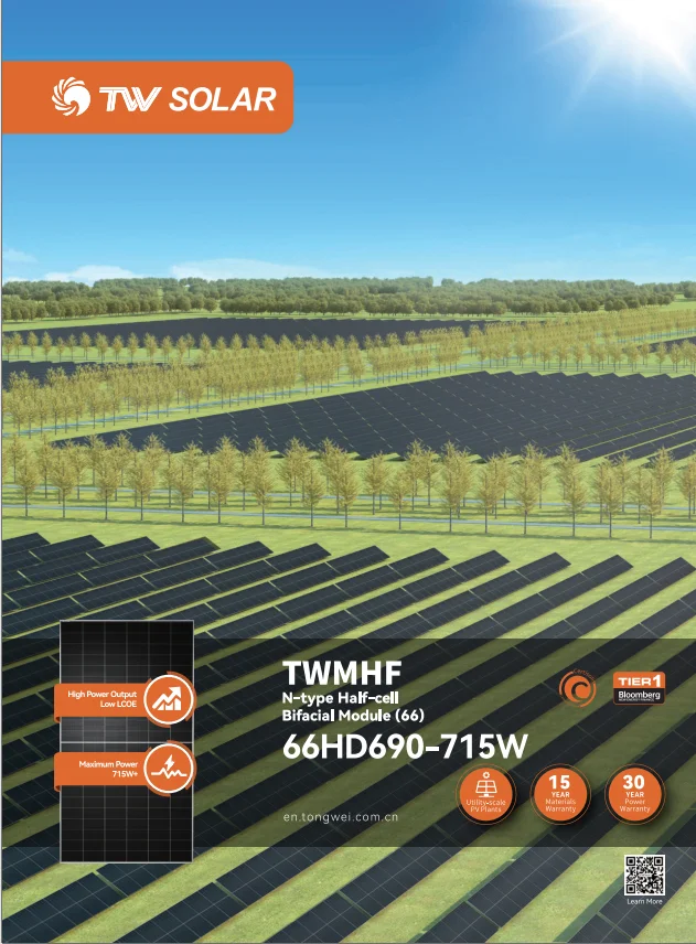 Tw Solar Twmnf N-type Half Cell Bifacial Module 66hd690-715 690w 695w ...