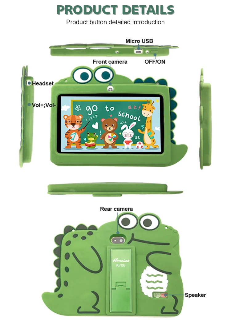Wintouch 2023 Crocodile Shell Kids Tablet - 7 Inches Android