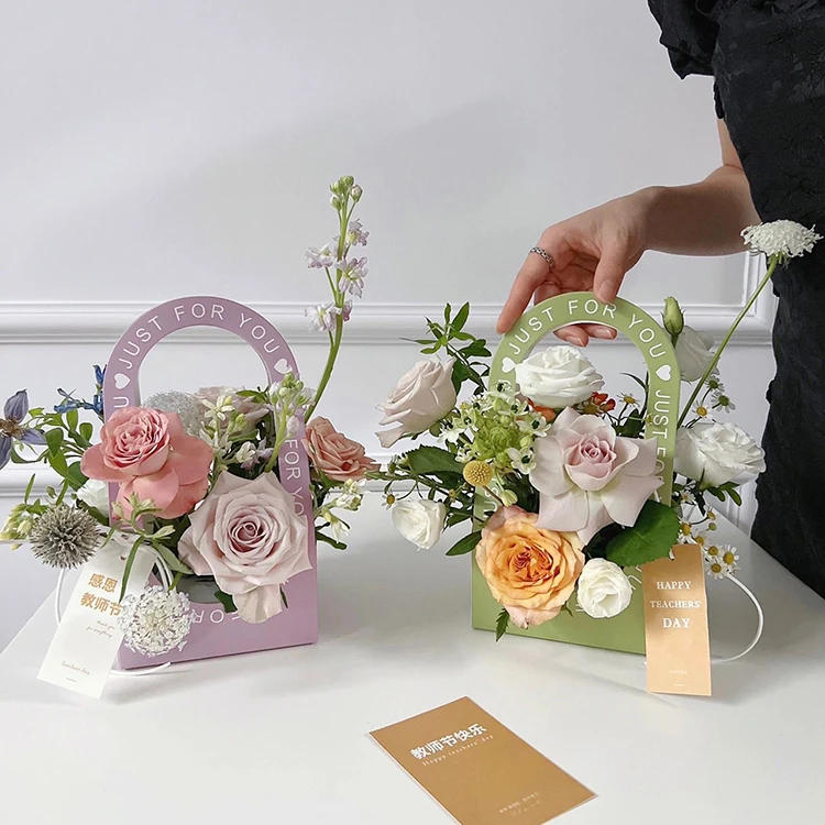 DIY Wedding Bouquet Recyclable Paper Cardboard Box With Handle Florist ...