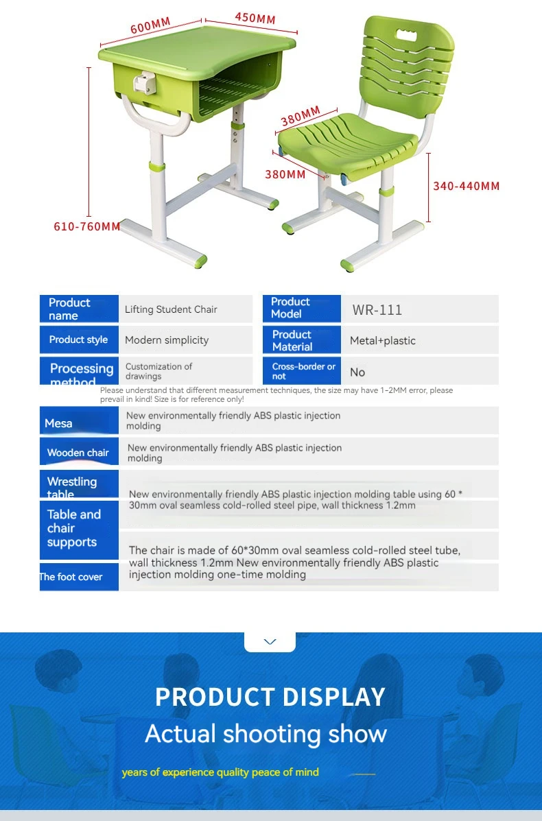 Abs Plastic School Furniture Classroom Table And Chair Set For Primary ...