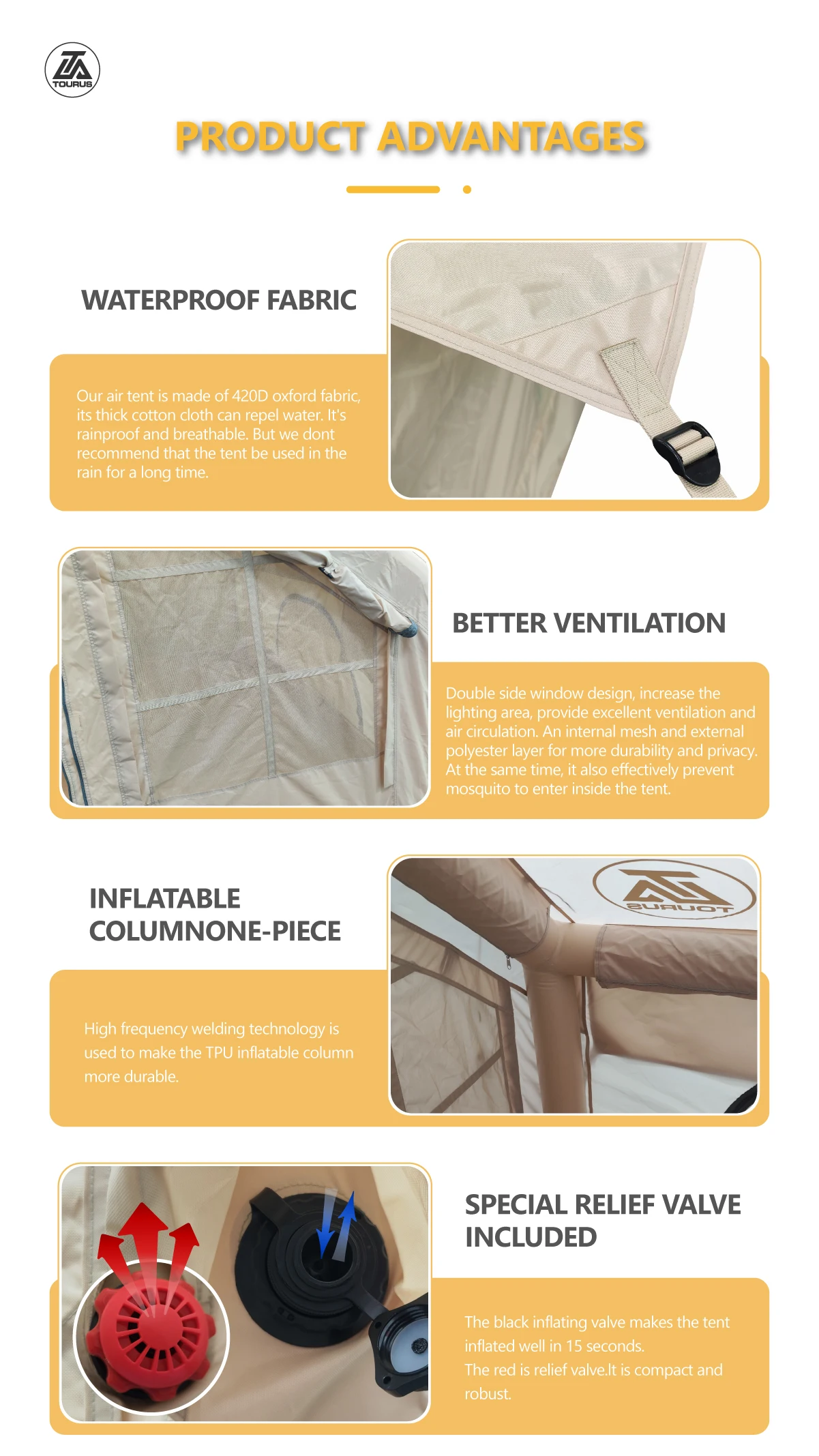 Tourus Newly Large Inflatable Tunnel Camping Tent Air Tube Outdoor Tent ...