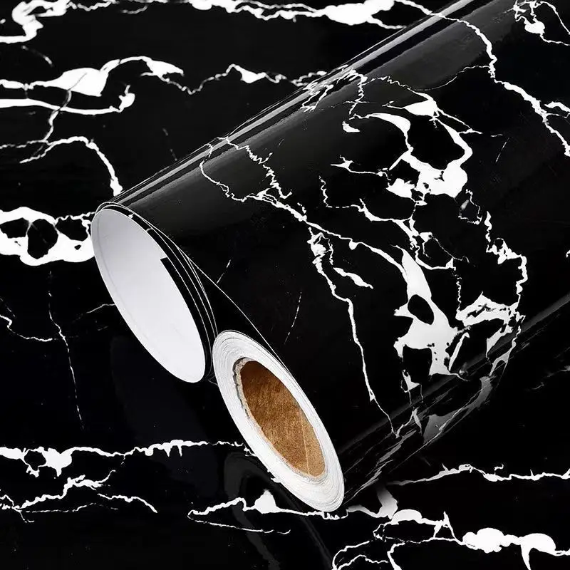Black Waterproof 3D Marble Sticker Wallpaper Peel and Stick Self ...